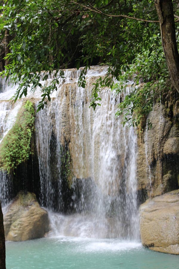 Waterfall View Trees Green Wather Falling Stock Image - Image of trees ...