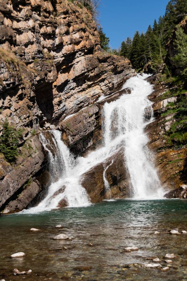 Waterfall Views at Cameron Falls in Waterton National Park Stock Photo ...