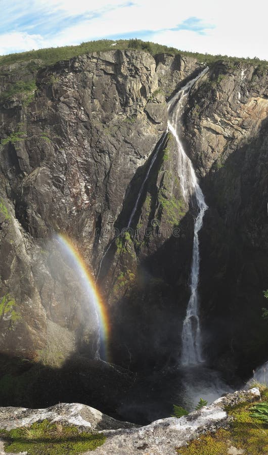 Waterfall Voringfossen stock photo. Image of stream, attraction - 59731290