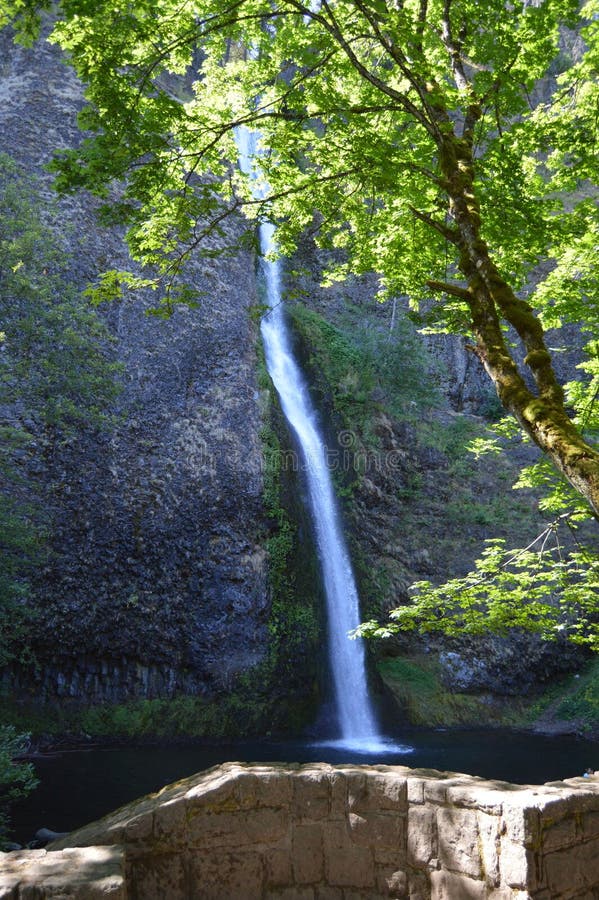 A Waterfall Along the Roadway Stock Photo - Image of forest ...