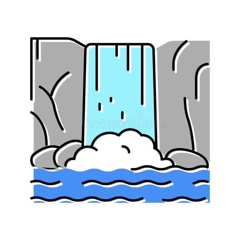 Waterfall Water Color Icon Vector Illustration Stock Vector ...