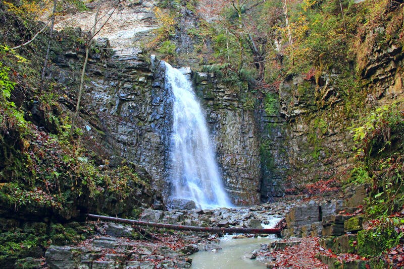 Waterfall with Water Falling from Cliff in Mountains Stock Photo ...