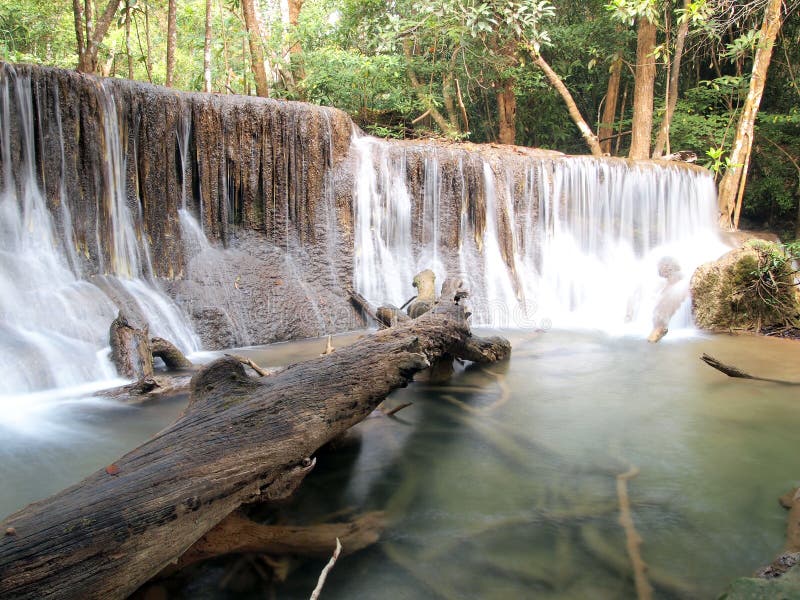 Waterfall with Water Flowing Around Stock Photo - Image of clean ...