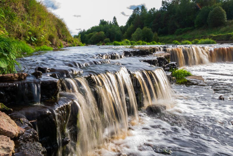Waterfall, Water Flowing from the River Falls Down Stock Image - Image ...
