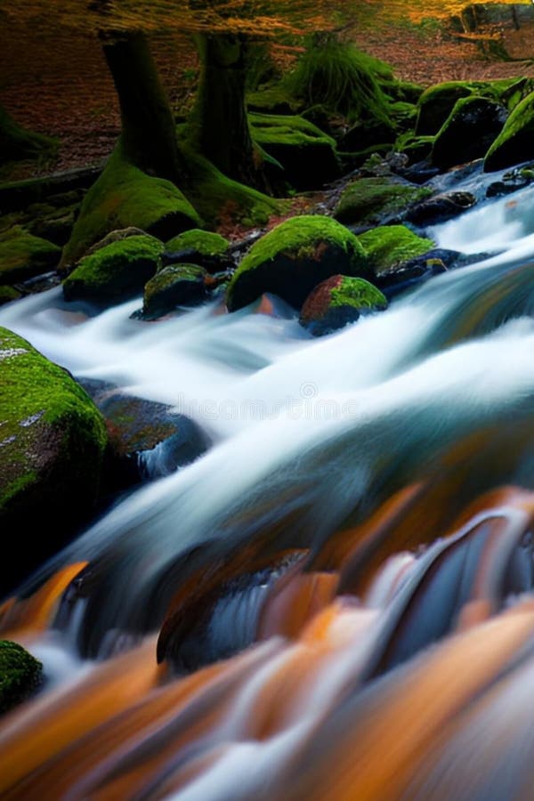 Waterfall Water Stream River Forest Nature Spring Generated Ai Alt Art ...