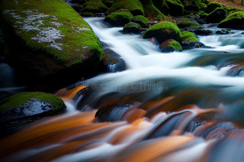 Waterfall Water Stream River Forest Nature Spring Generated Ai Alt Art ...