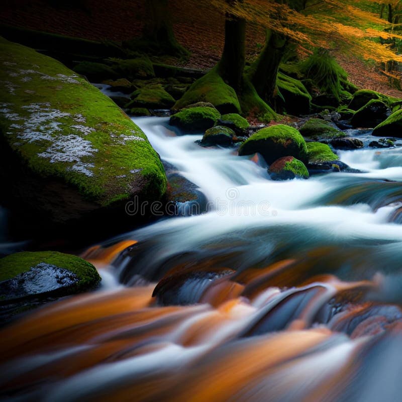 Waterfall Water Stream River Forest Nature Spring Generated Ai Alt Art ...