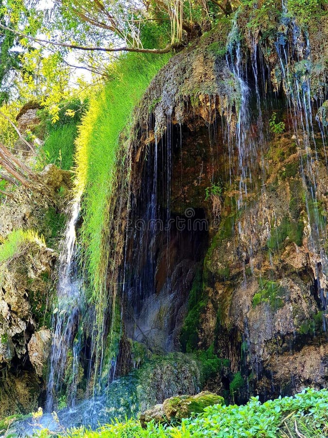 Waterfall stock photo. Image of grass, landscape, waterfall - 156423878