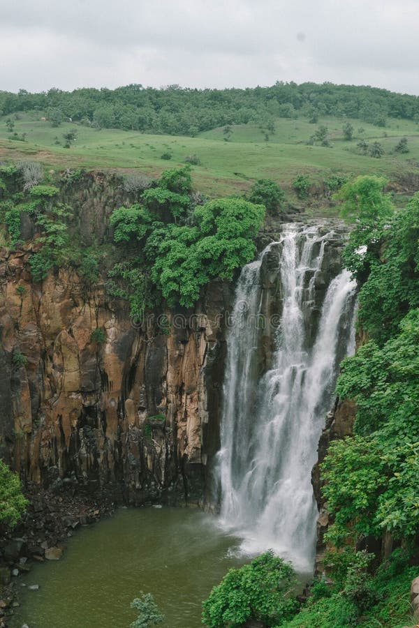 Waterfall stock image. Image of waterfall, indore, green - 248026673