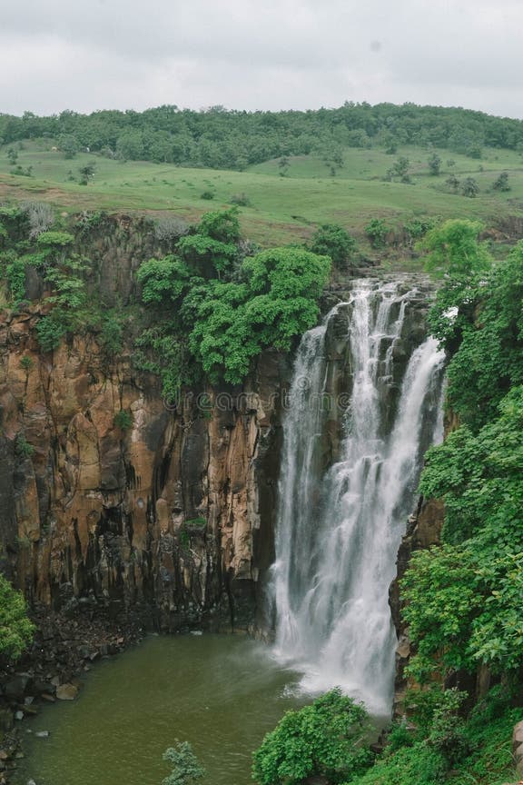 Waterfall stock image. Image of waterfall, indore, green - 248026673