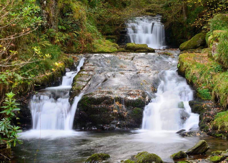 Waterfall at watersmeet stock image. Image of countryside - 93705709