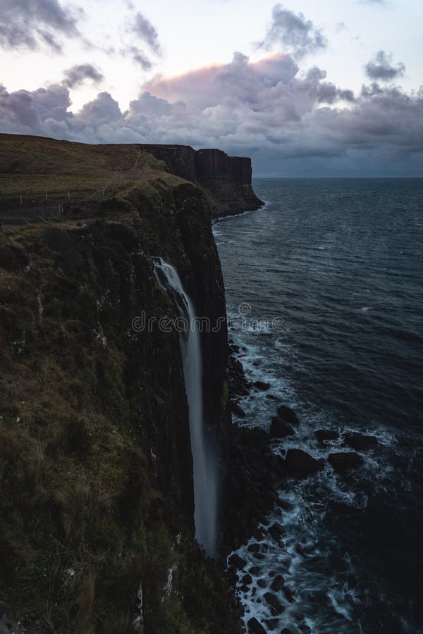 Waterfall Which Flow into the Sea Stock Image - Image of cliff, basalt ...