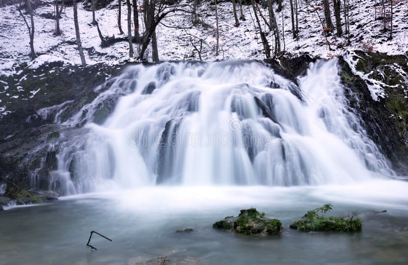 Waterfall in winter stock image. Image of forest, seasonal - 28387223
