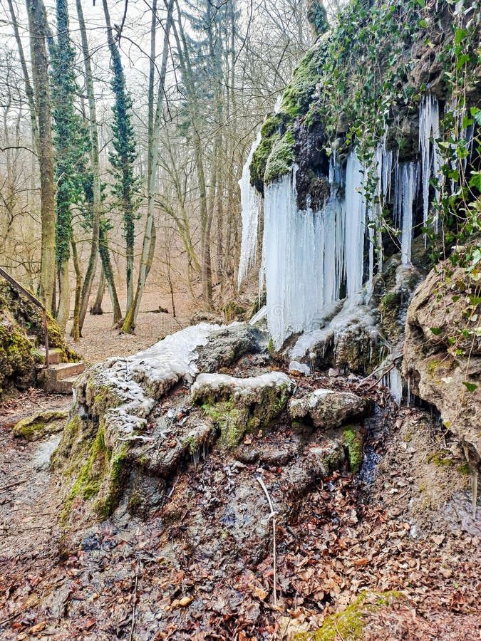 Waterfall Winter Forest Ice Stock Image - Image of waterfall, forest ...