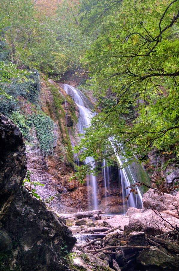 Waterfall in the wood stock image. Image of forest, mountain - 19399735