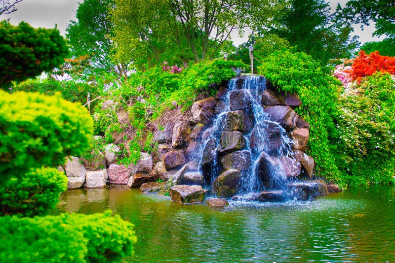 Waterfall in Zen Garden, Denmark Stock Photo - Image of summer ...