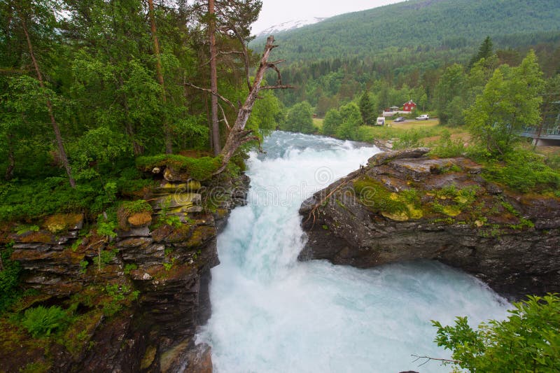 Waterfalls and Beautiful Mountain Rivers of Norway Stock Photo - Image ...