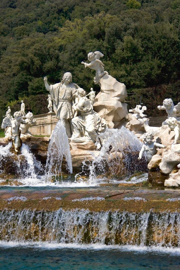 Caserta Royal Palace, Statue in Great Waterfall Stock Photo - Image of ...