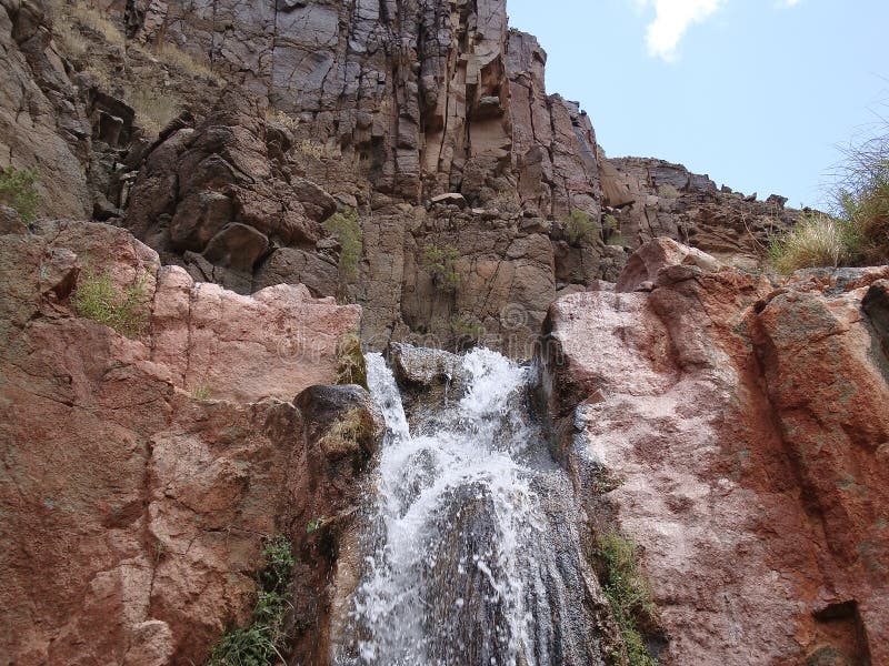 Waterfall in a Canyon stock image. Image of examples - 196263395
