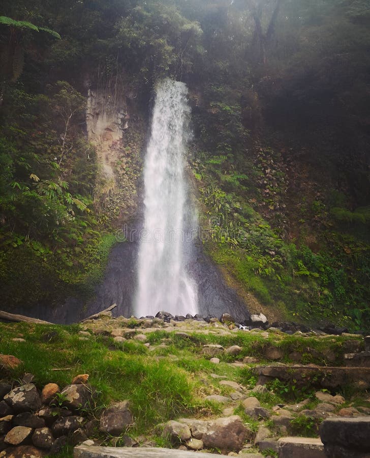 Waterfalls with the fog stock photo. Image of breeze - 266802682