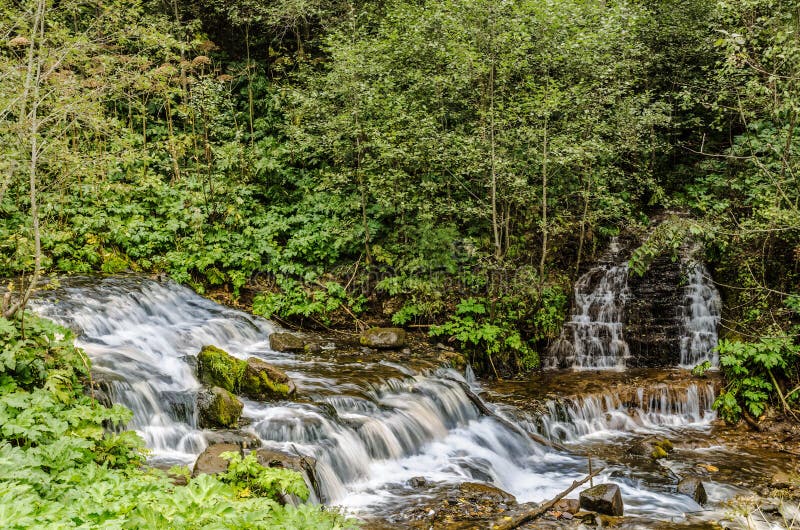 Two waterfalls. stock photo. Image of beautiful, landscape - 137275082