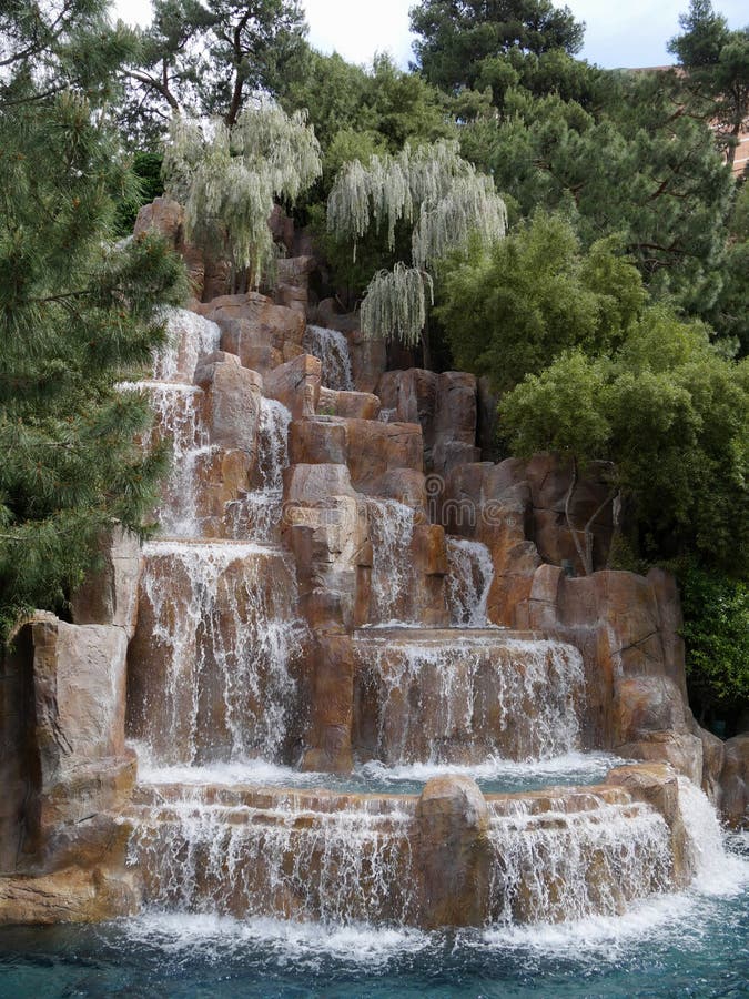 Waterfalls in a Landscaped Garden Stock Image - Image of cascade ...