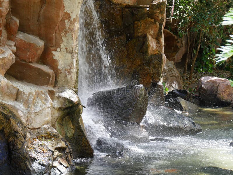 Waterfalls in a Landscaped Garden Stock Photo - Image of natural ...