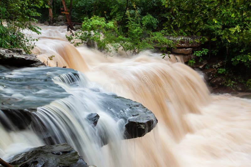 Waterfalls of Mountain Stream, Smooth Water Over Waterfalls Stock Image ...