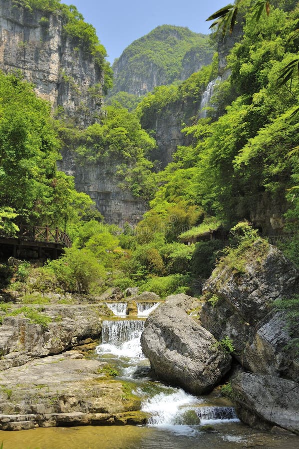 Waterfalls Near Xiaofeng River Stock Image - Image of river, xiaofeng ...