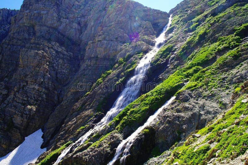 Waterfalls Off the Swift Current Trail. Stock Photo - Image of views ...