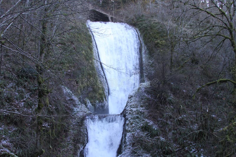Multnomah Falls Frozen in Winter Closeup Stock Image - Image of frozen ...