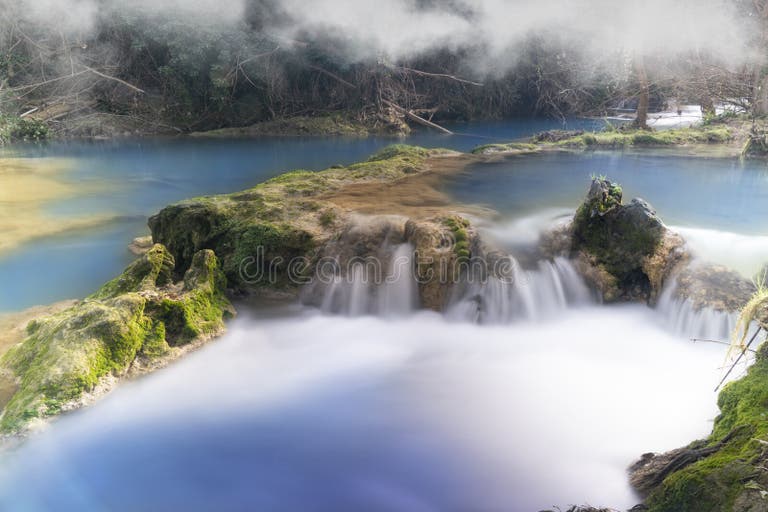 Waterfalls Produced by the Tuscan Elsa River Stock Image - Image of ...