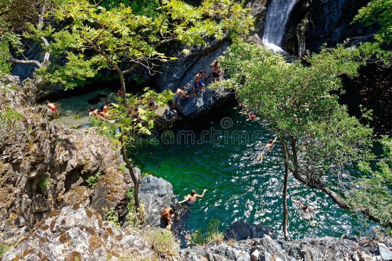Waterfalls in Samothraki Vathres in Nothern Greece Editorial Stock ...