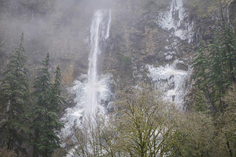 Waterfalls Surrounded by Ice in Winter Stock Image - Image of waterfall ...