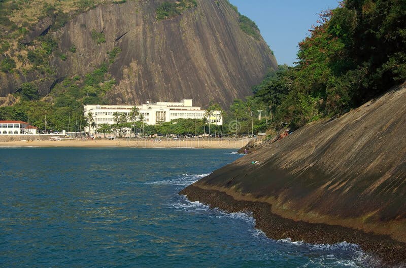 Waterfront Beach and Building Stock Image - Image of shore, structure ...