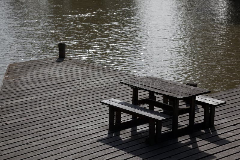 Waterfront bench stock photo. Image of jetty, harbor - 11046348