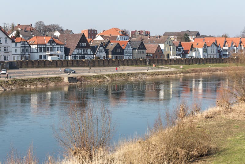Waterfront Buildings Minden Germany Stock Photo - Image of europe, wall ...
