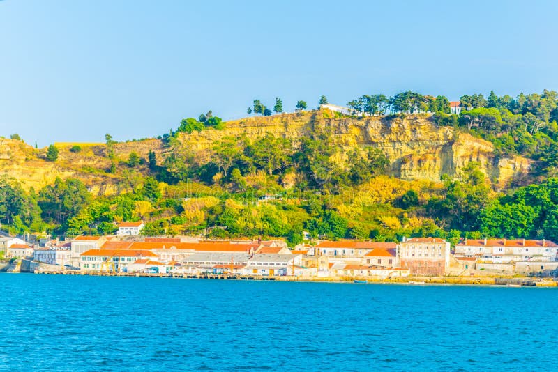 Waterfront in Cacilhas in Lisbon, Portugal Stock Image - Image of ...