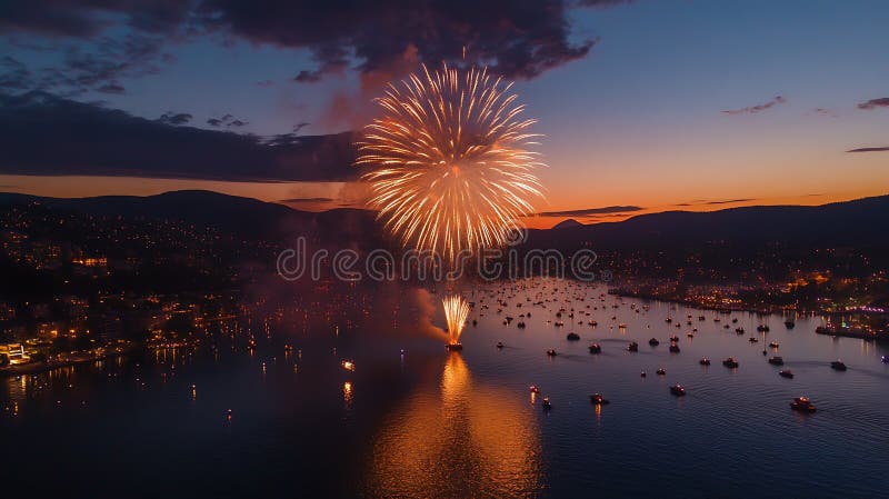 A Waterfront Celebration with a Stunning Display of Fireworks ...