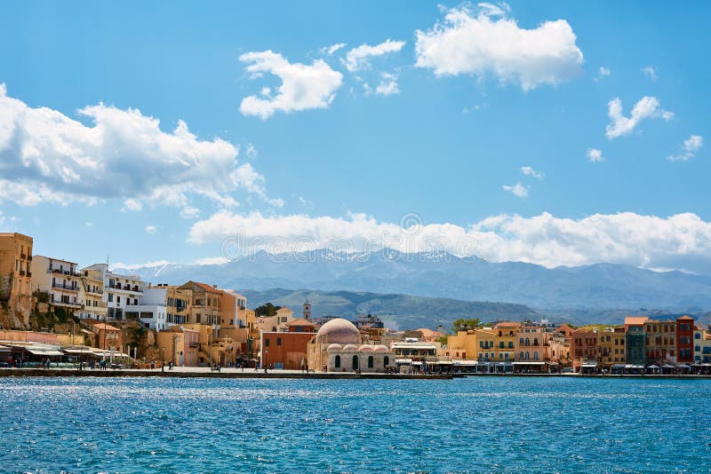 Waterfront of Chania stock photo. Image of touristic - 72742308