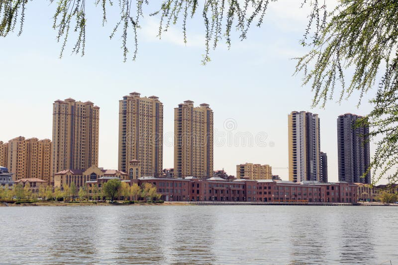 Waterfront City Architectural Landscape Stock Image - Image of ...