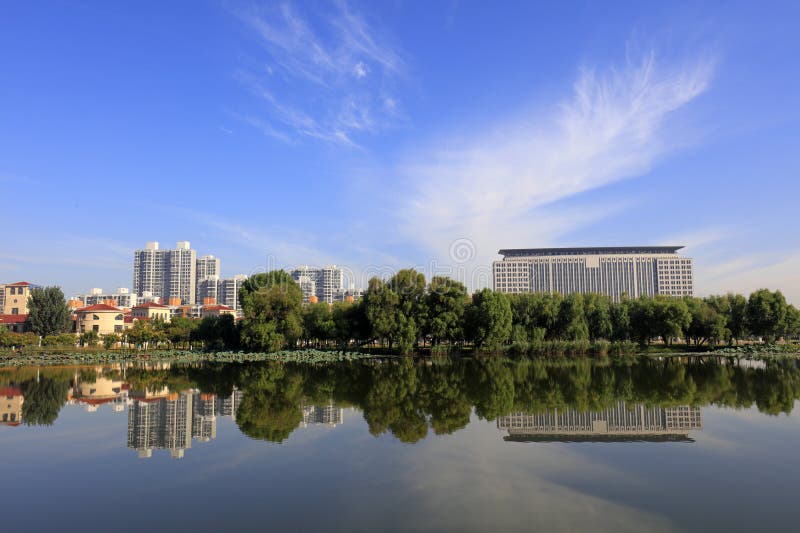 Waterfront City Architectural Landscape Stock Image - Image of harbor ...