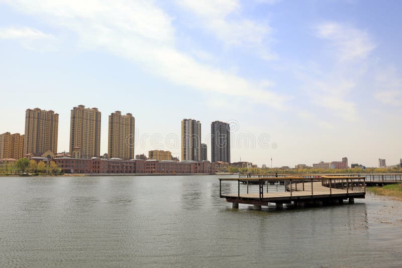 Waterfront City Architectural Landscape Stock Image - Image of outdoors ...