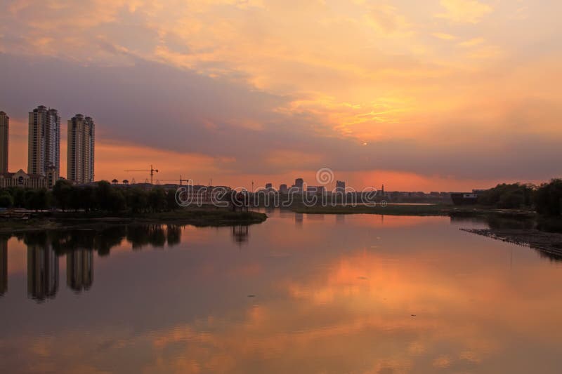 Waterfront City Building Scenery Stock Photo - Image of evening ...