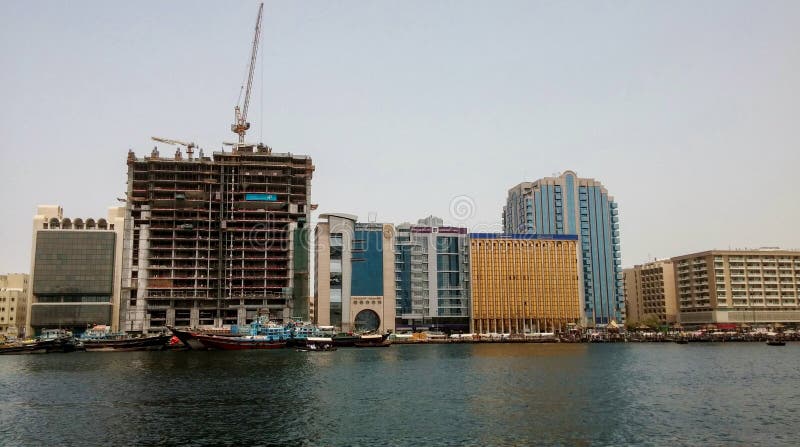 Waterfront City Skyline with Construction and Modern Architecture Stock ...