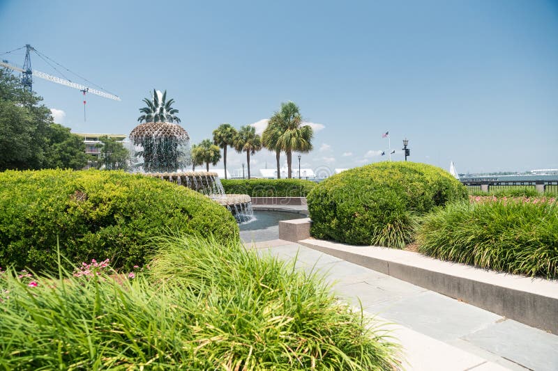 Waterfront Fountain in the Historical District of Charleston, SC Stock ...