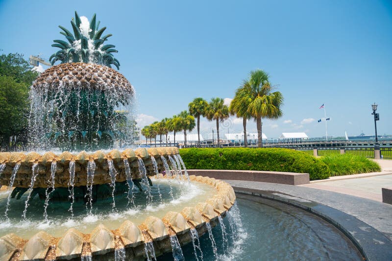 Waterfront Fountain in the Historical District of Charleston, SC Stock ...