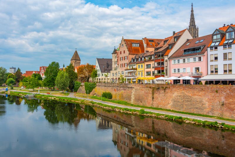 Waterfront of German Town Ulm Editorial Photography - Image of balcony ...