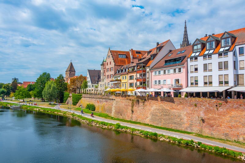 Waterfront of German Town Ulm Editorial Photo - Image of promenade ...