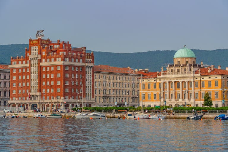 Waterfront of Italian City Trieste Stock Photo - Image of waterfront ...